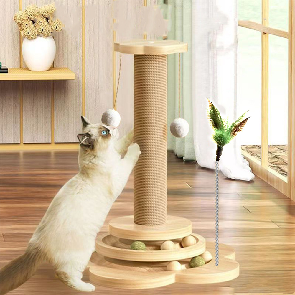 SSS 4 in 1 Cat Scratching Post Cat toy Natural Sisal Scratcher Cat ...