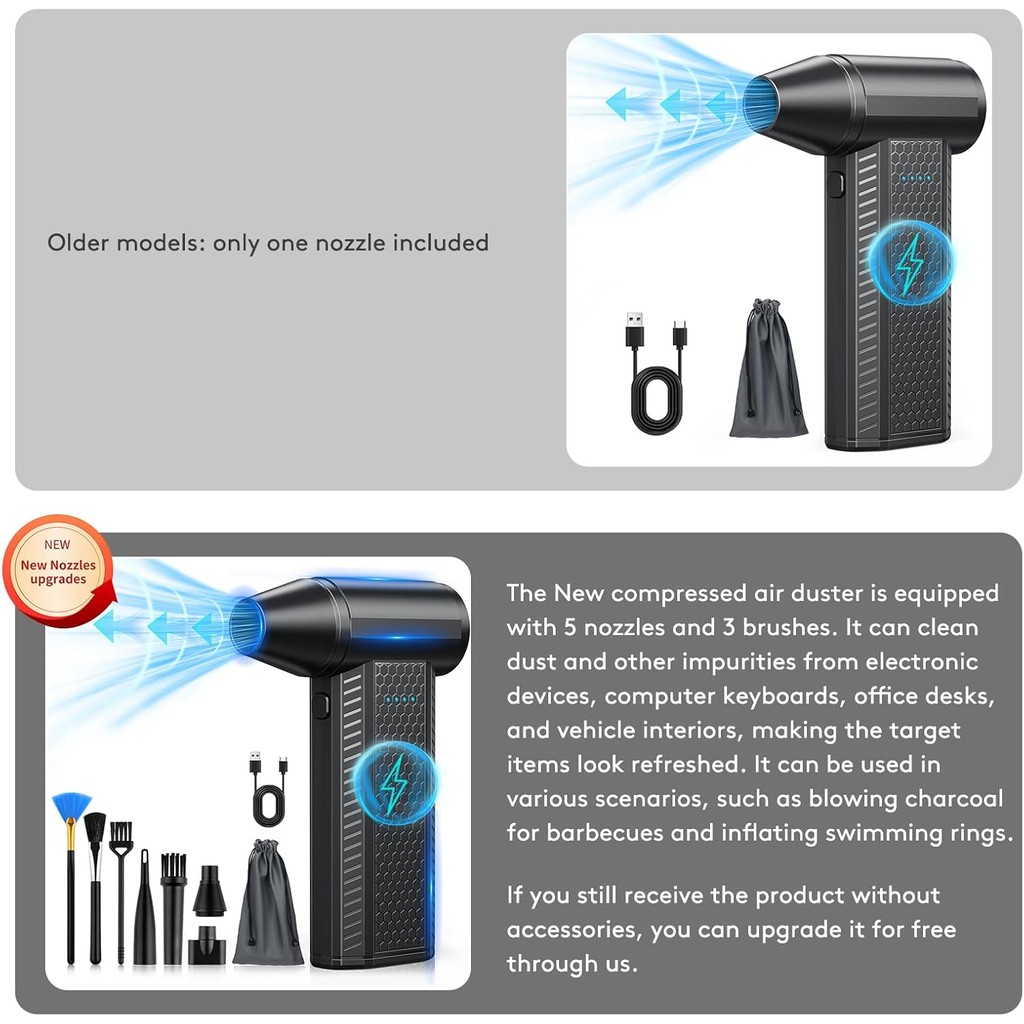 Compressed Air Duster kit-Blower-pc Duster Electric-130000RPM- Replace ...