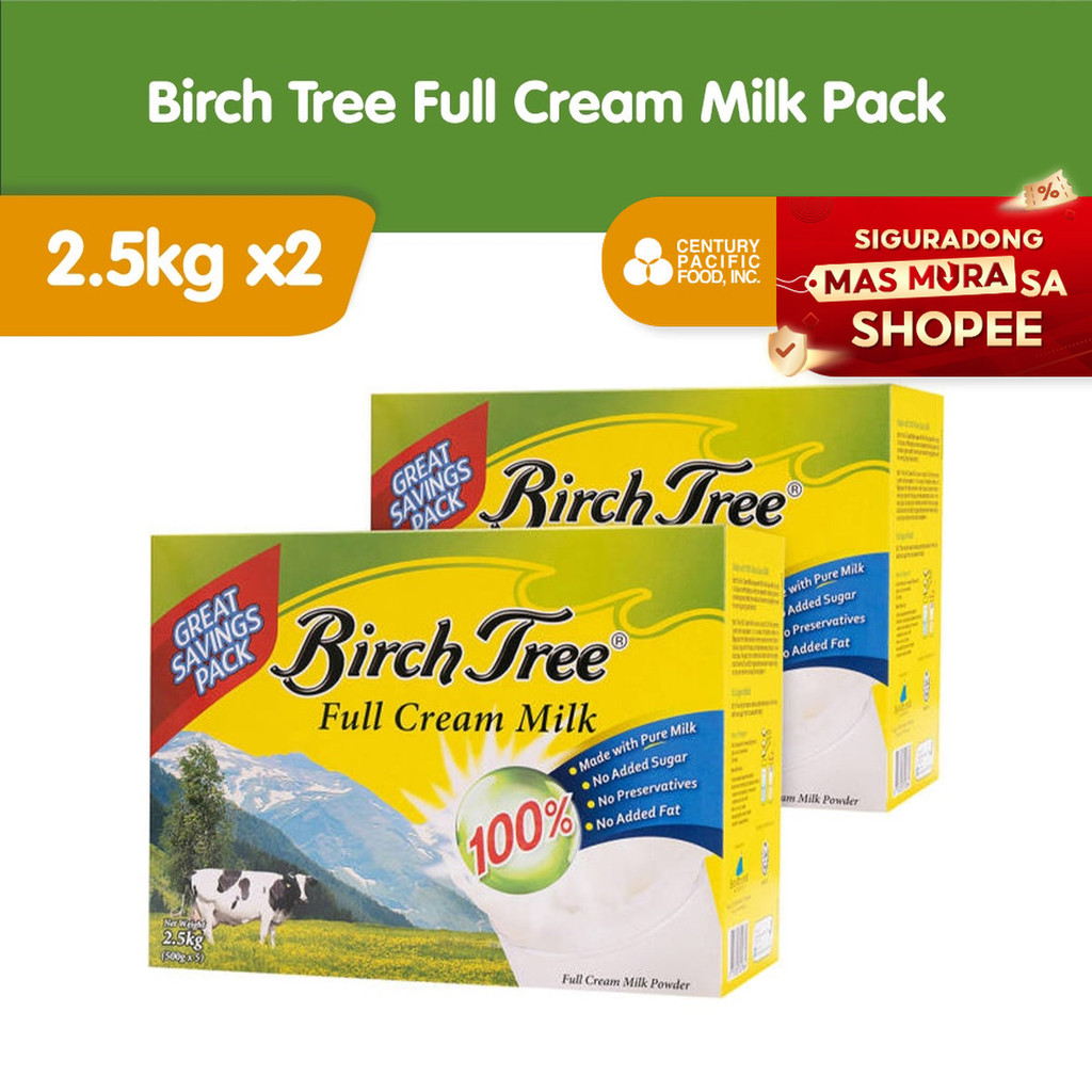 Birch Tree Full Cream Milk 2500g Pack of 2 - Made from Pure Cow’s Milk ...