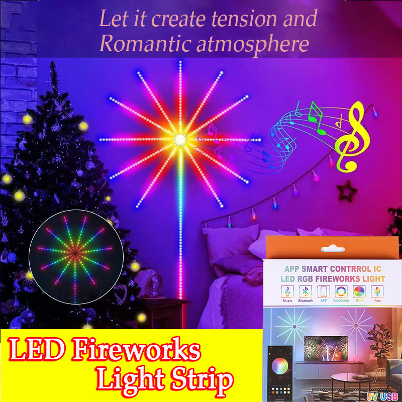 Fireworks Christmas Lights With Music Sync 180 LED Fireworks Fairy ...