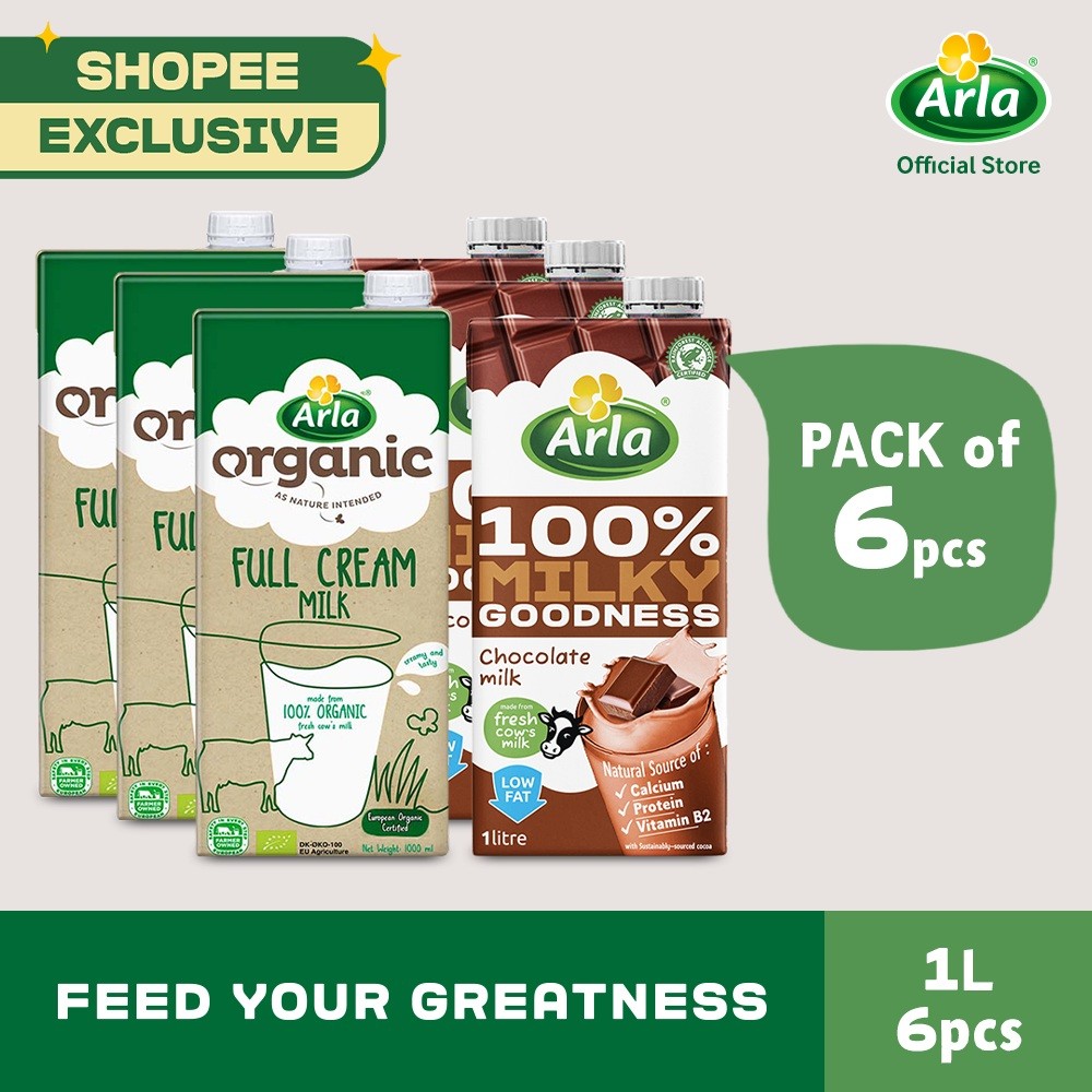 [Shopee Exclusive] Arla Organic Full Cream Milk 1L and Arla Chocolate ...
