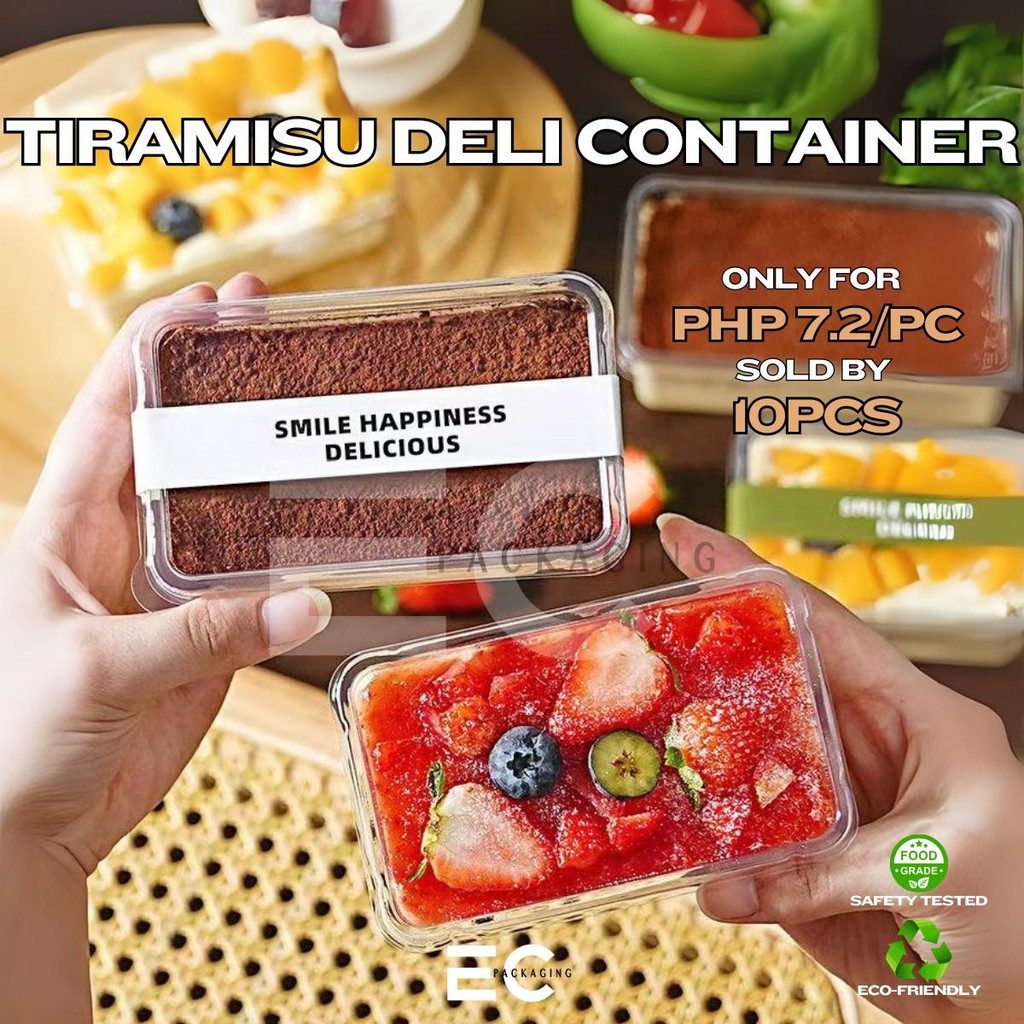 EC 10PCS Tiramisu Deli Container With Lid 280ML Mousse Cake Packaging ...