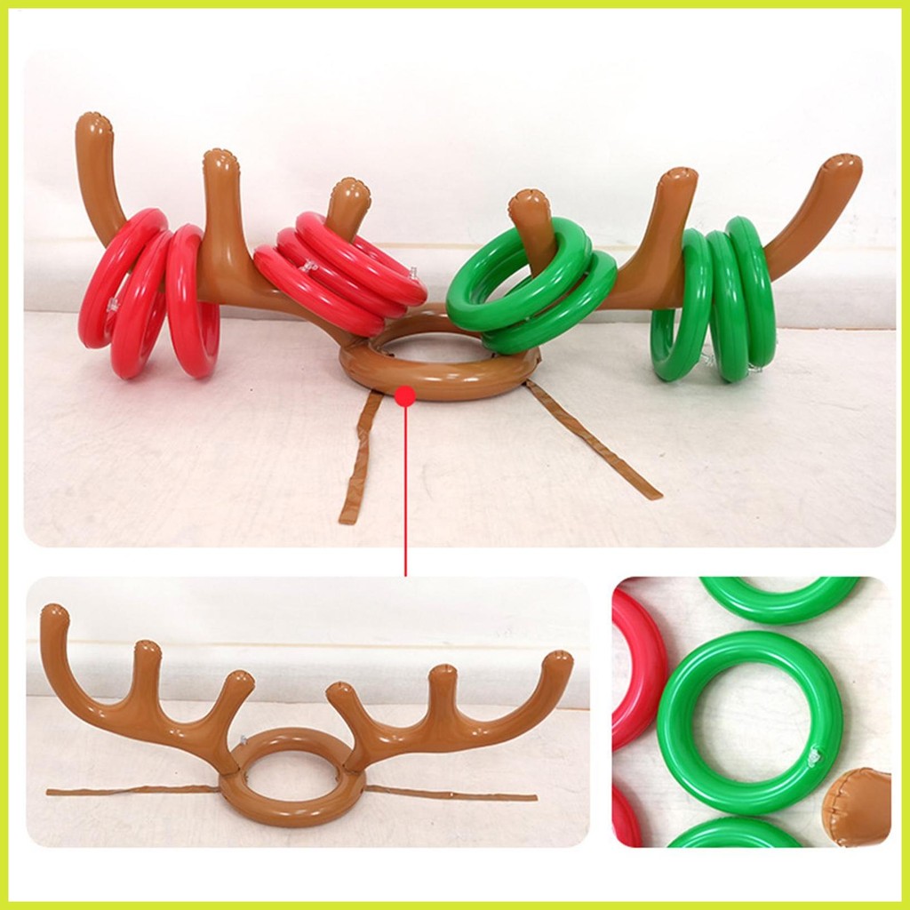 Toss Ring Toy Reindeer Antler Game with 10 Rings Holiday Fun Game 2 Red ...