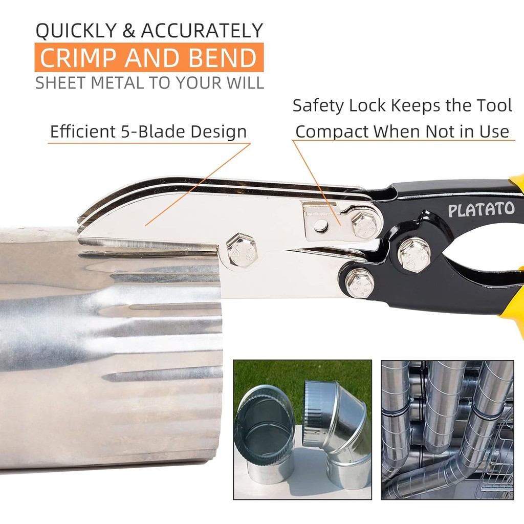 5 Blades Sheet Metal Tools HVAC Tool Duct Crimping Tool Gutter Crimper ...
