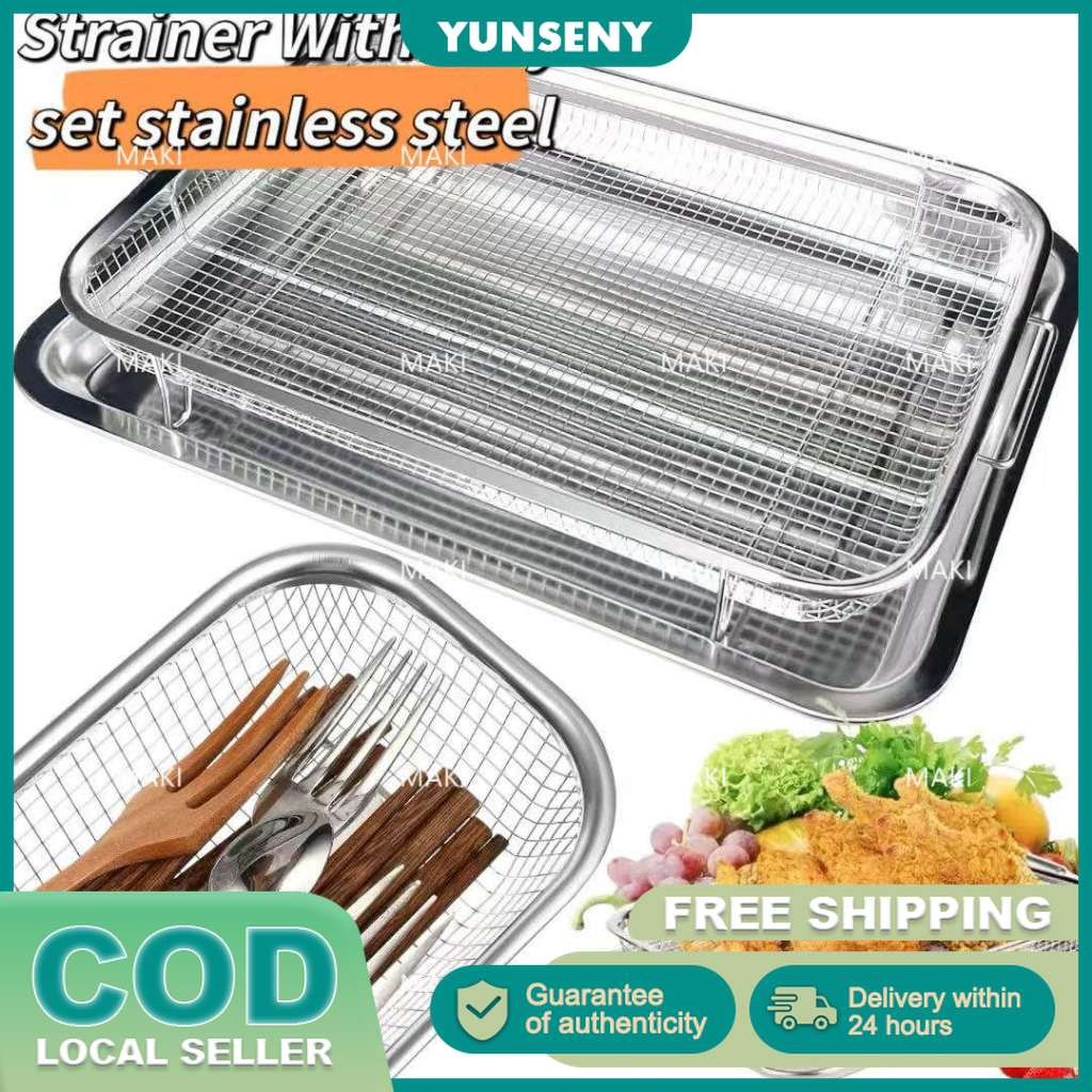 (2 IN 1) stainless steel mesh tray + oven tray oil drain / best cooking ...