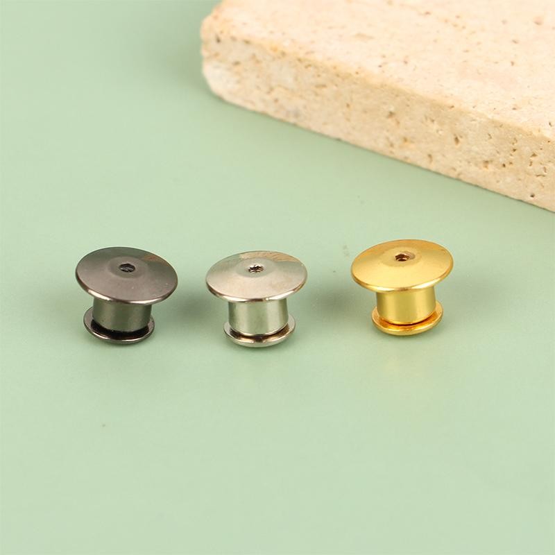 MACTEAM 10Pcs Black Metal Locking Pin Backs For DIY Brooch Badge Name ...