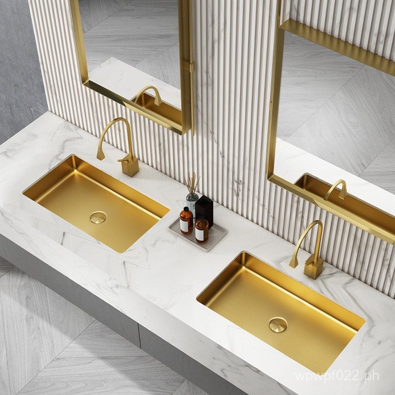 Rectangular Wash Basin Hotel Steel Bathroom Sink Embedded Bar Large ...