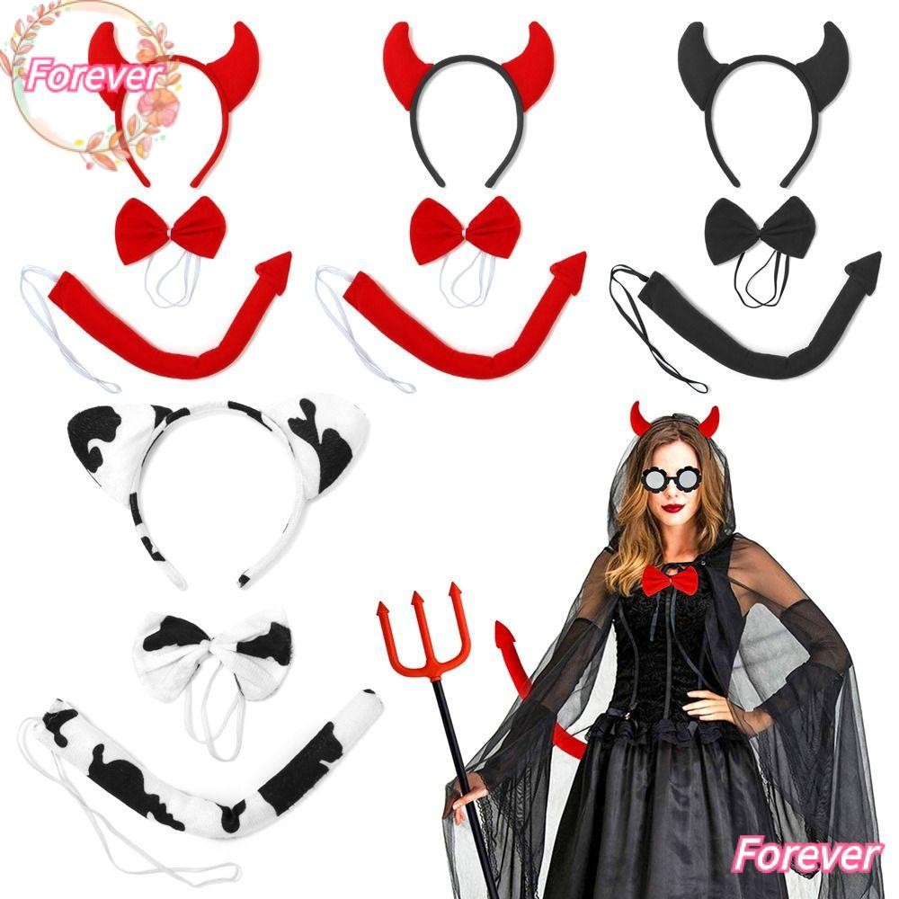 FOREVER Halloween Devil Costume Set, Demon Red Fancy Dress Costume Kit ...