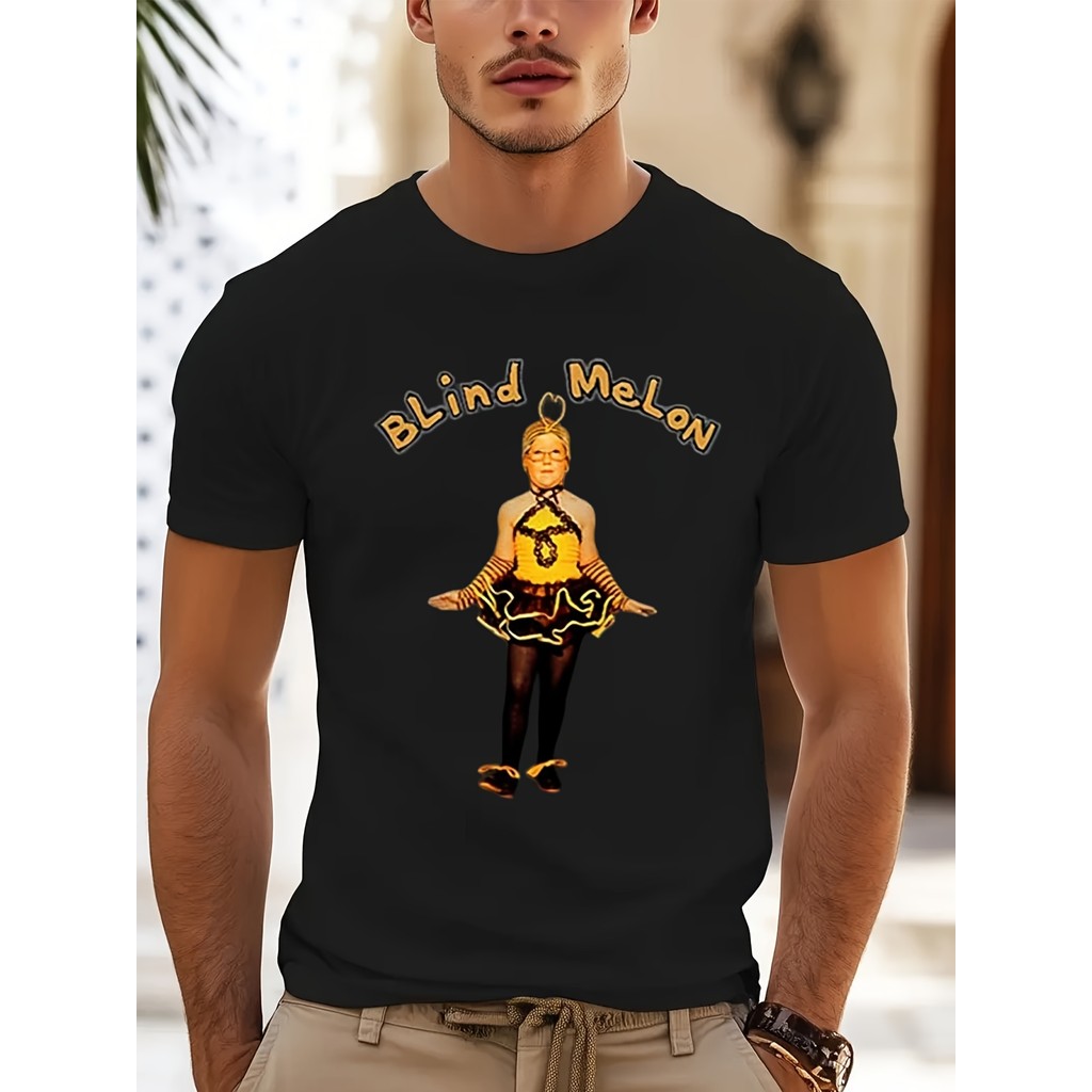 1pc Men'S Blind Melon Band Graphic T-Shirt - Retro Music Festival Tee ...