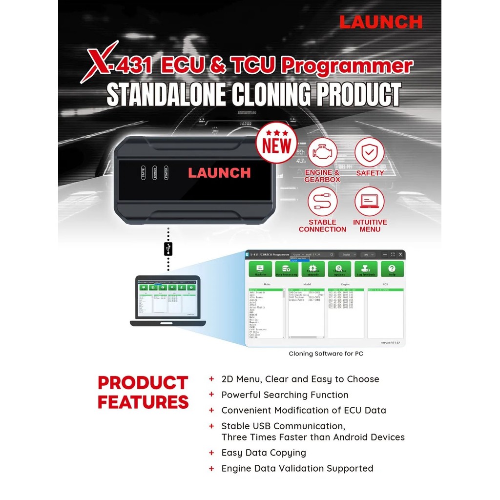 Launch X431 ECU & TCU Programmer ECU Data Read Write Clone Tool with ...