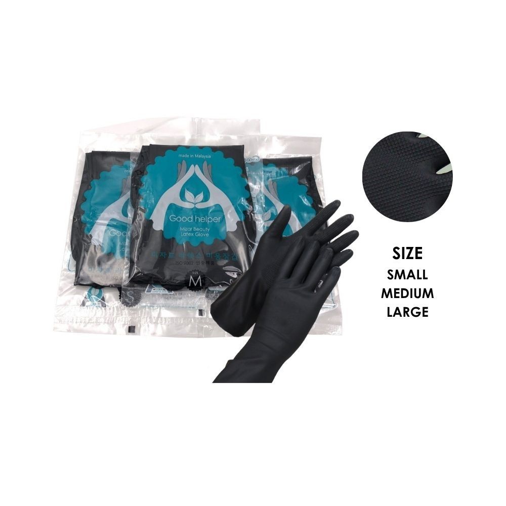 PROFESSIONAL Good Helper Disposable Beauty Black Latex Glove (1 PAIR ...