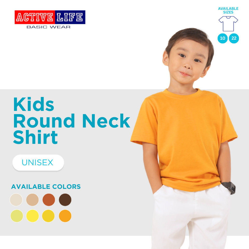 Active Life Kids Round Neck Shirt 8 Colors (Cream, Mocca, Pecan, Choco ...