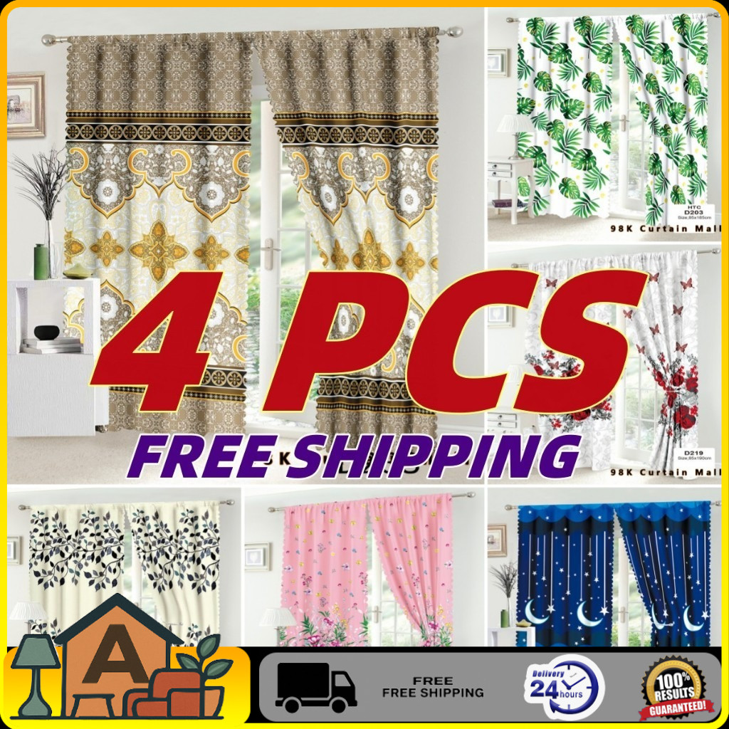 4PCS 2025 New Design Curtain for Window Home Decor 85*190CM Door ...