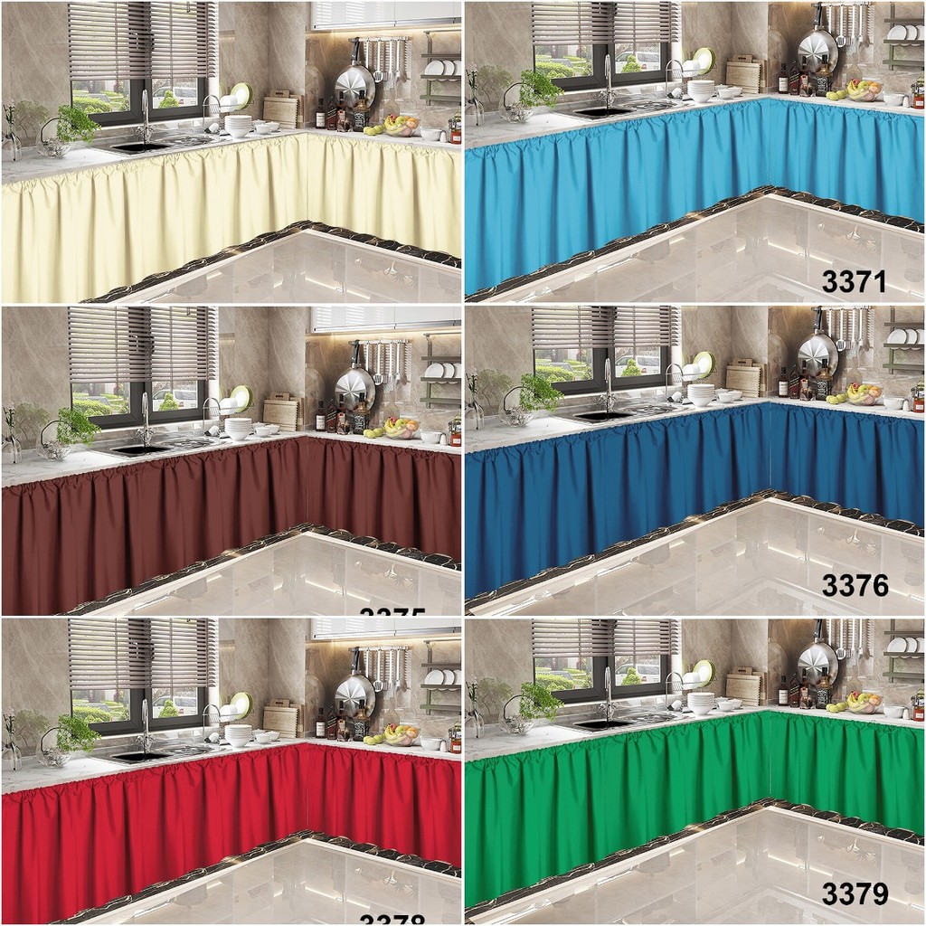 Solid Color Kitchen Curtain Lababo Cabinet Blocking Short Curtains ...