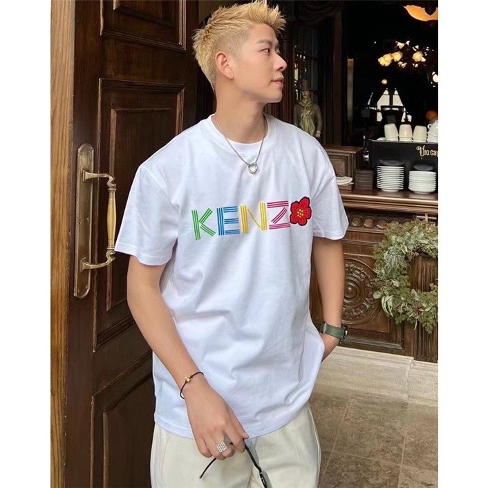 Kenzo Summer Men's Short Sleeve Colorblock Letter Print Round Neck ...