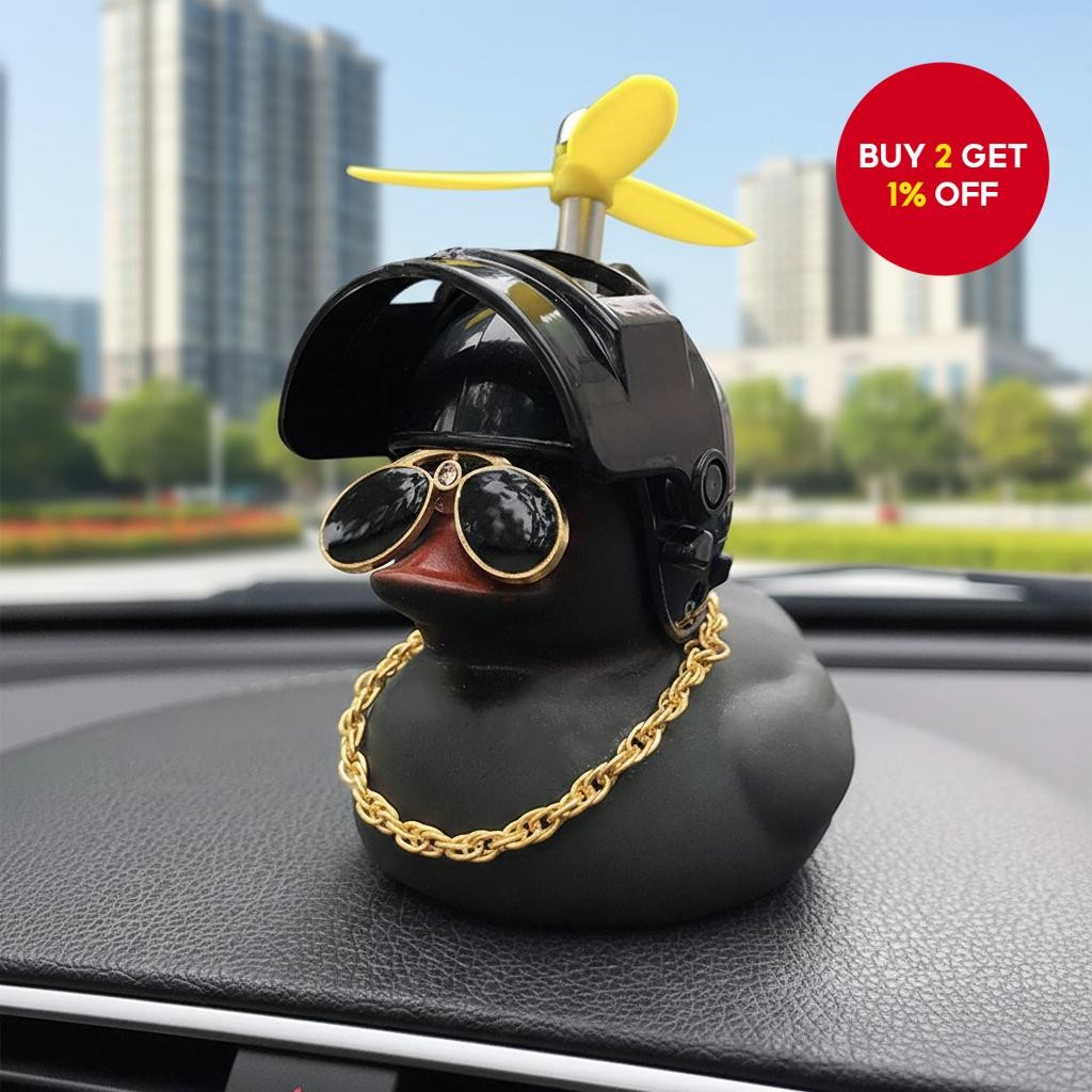 1pc Car Accessory DIY Small Black Duck Helmet Bamboo Dragonfly Wind ...
