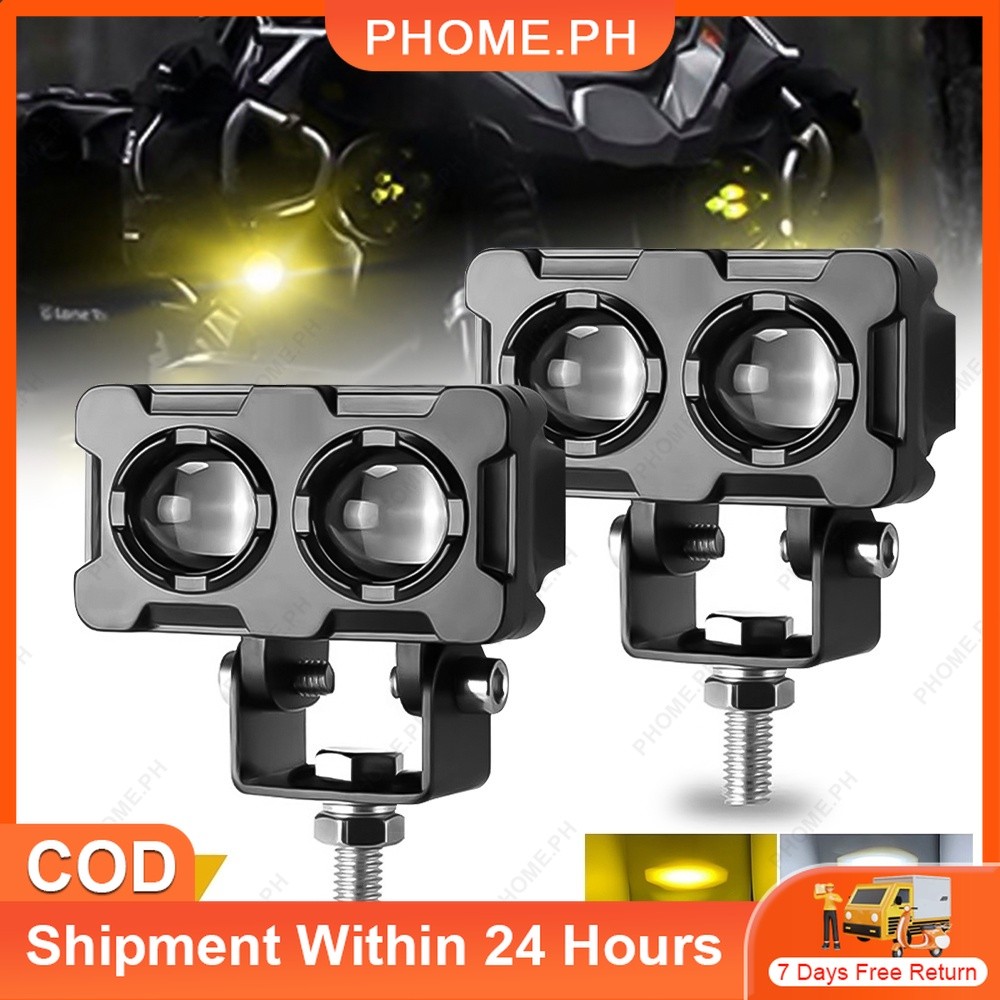 120W Double LED Mini Driving Light for Motorcycle Headlight Fog Lamp 2 Color All Weather MDL ...