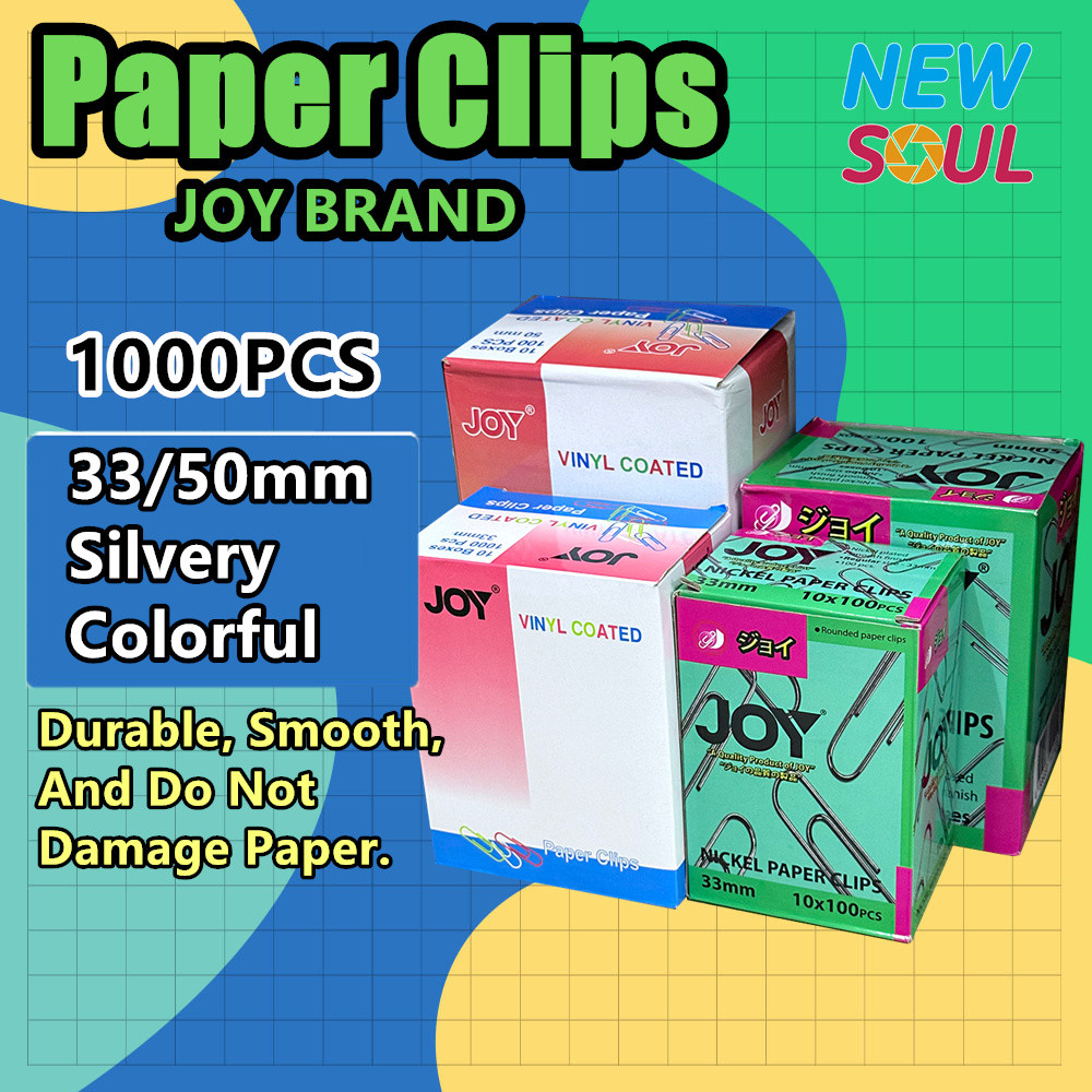JOY 1000pcs 33mm | 50mm Vinyl Coated Nickel Paper Clips And Nickel ...
