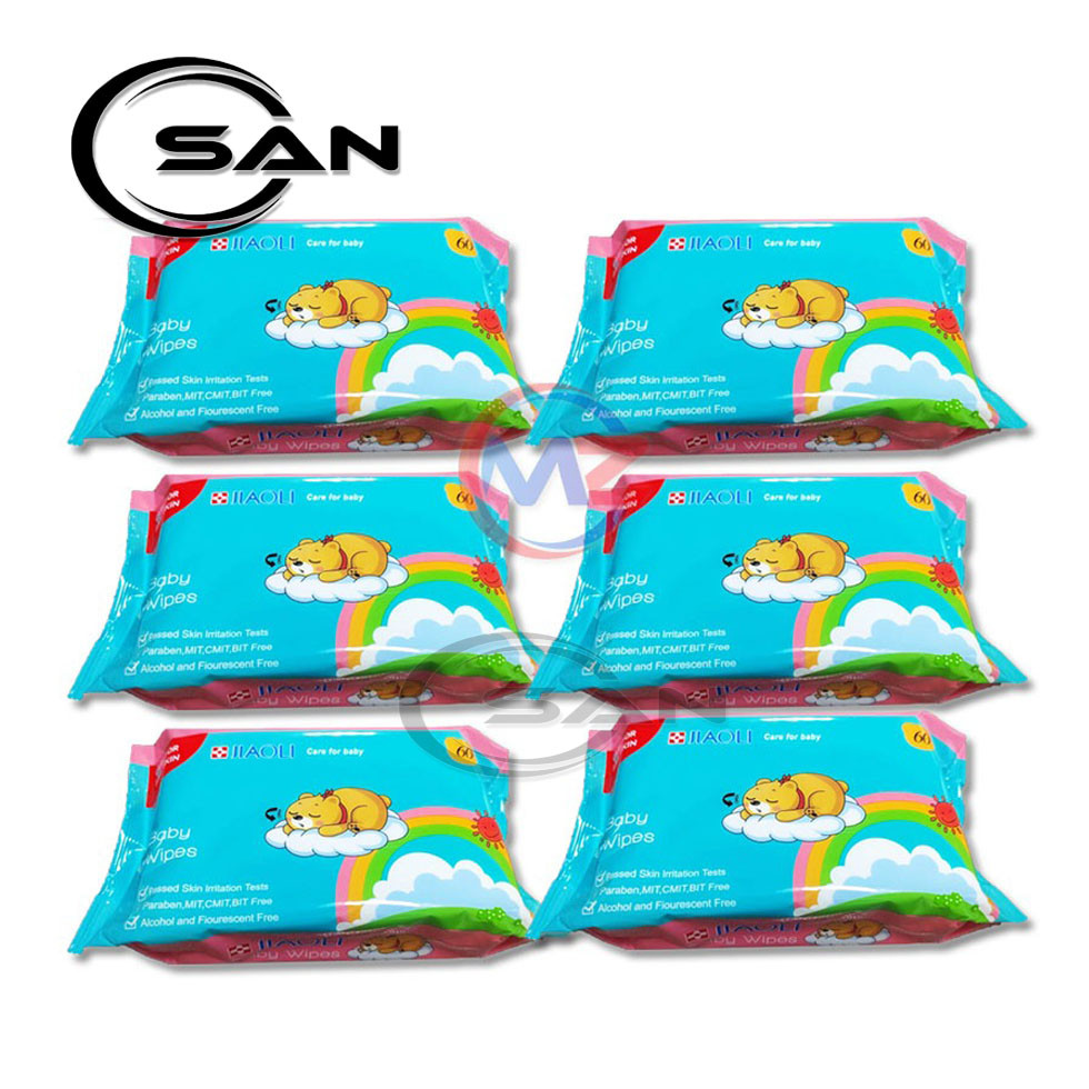 SAN ( Set of 6 ) JIAOLI Care For Baby Wipes 60 slice | Shopee Philippines