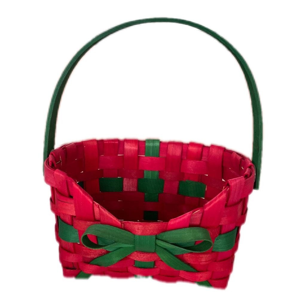 New Christmas and Spring Festival red handheld flower basket wood chip ...
