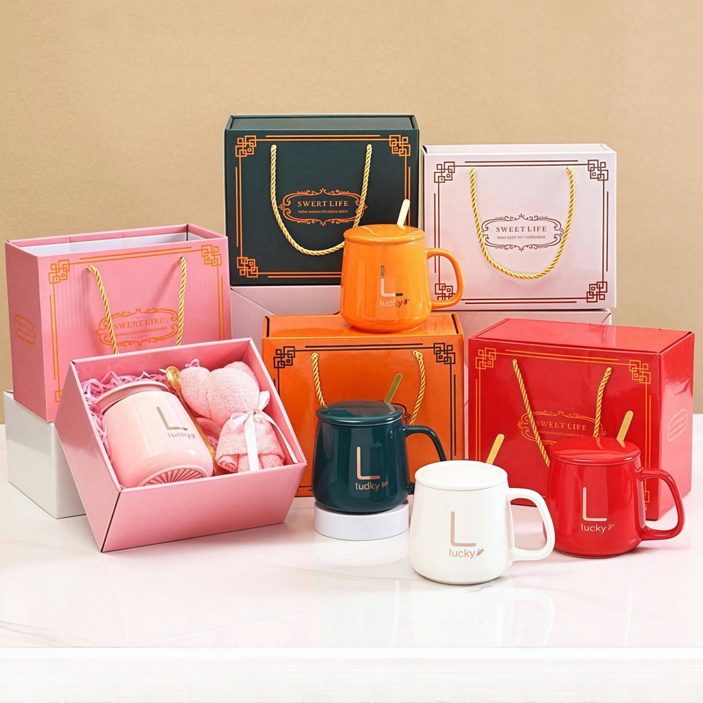 Gift Box Packaging Ceramic Mug Coffee Cup Handheld Tea Cup With Handle ...
