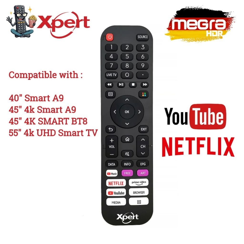 Megra Remote Control Megra HDR Smart TV Remote for Smart A9 4K UHD 40 ...