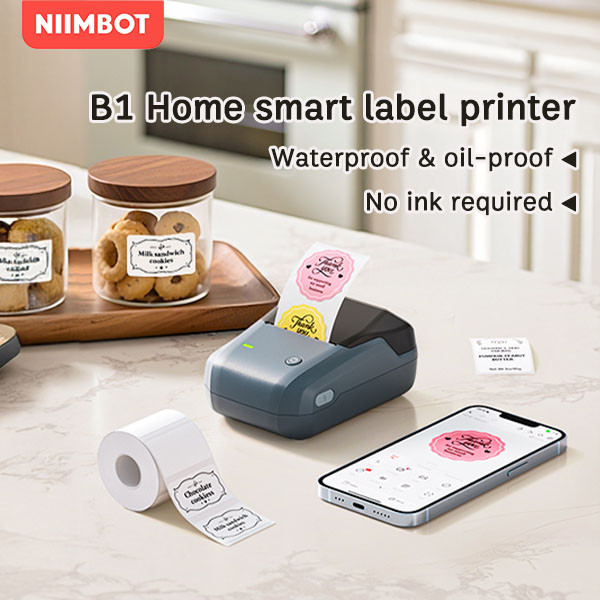 NIIMBOT B1 Bluetooth Label Printer Portable Handheld Thermal Printer Barcode QR Code Sticker ...