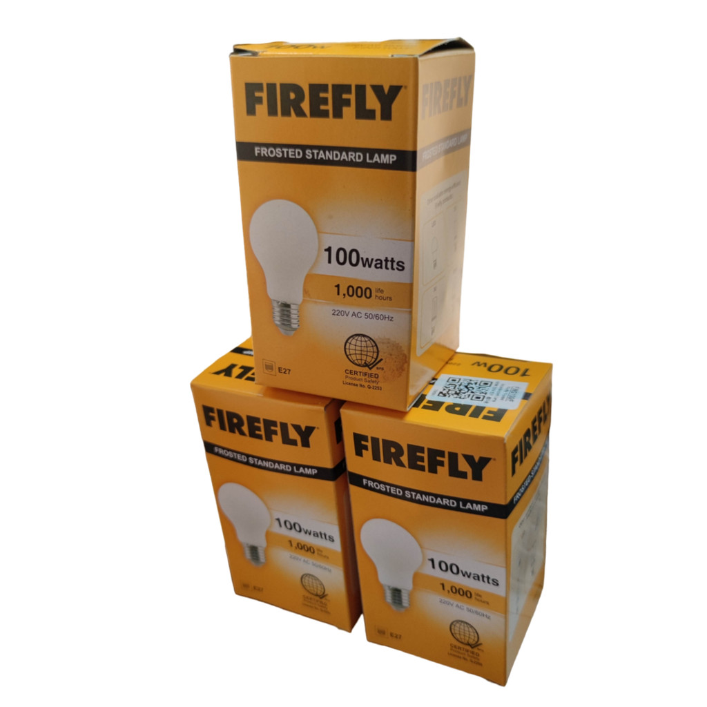 Firefly 100W Incandescent Light Bulb 220V E27 Frosted - FINS100/F(3PCS ...