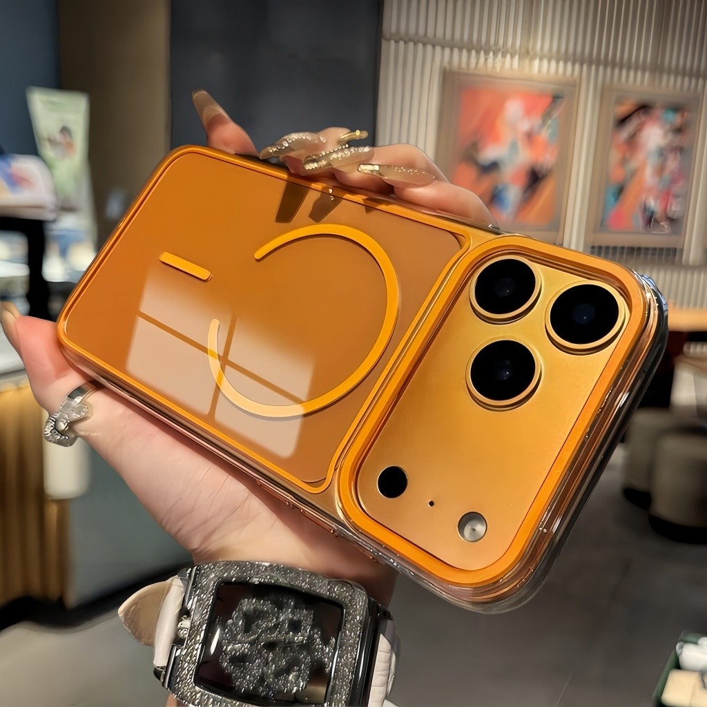 Cosmic Orange Transparent Magnetic Phone Case for IPhone 17 Pro Max 17 ...