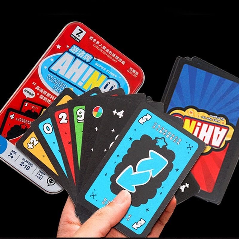AHNO Card Thickened Uno Card Classic Solitaire Tin Box PVC Plastic Uno ...
