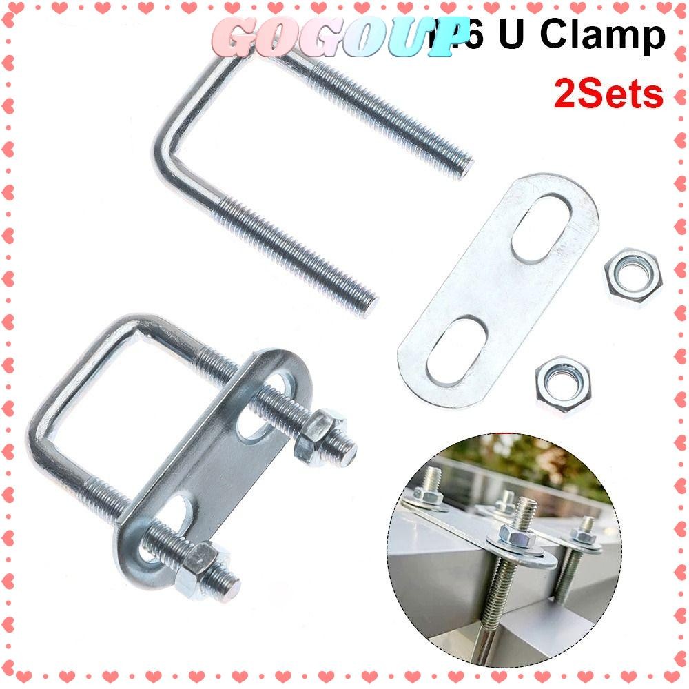 GOGOASDGRF 2Sets Square Clamp, Iron Right Angle U-bolt Pipe U-clamp, M6 ...