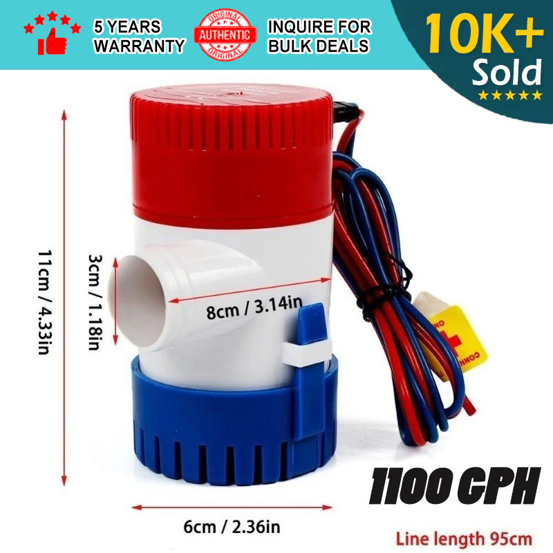 12V 1100GPH Electric Marine Submersible Bilge Pump Water Pump with ...