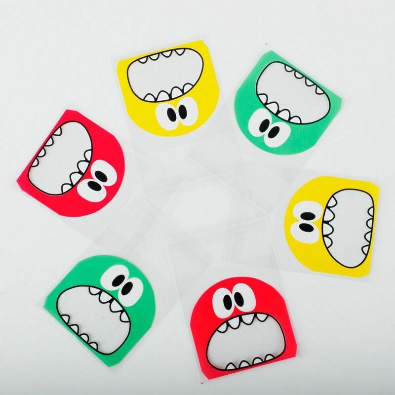 10x10cm Yellow Monster Cookie Bag Candy Cookie Plastic Pastry Bag Red ...