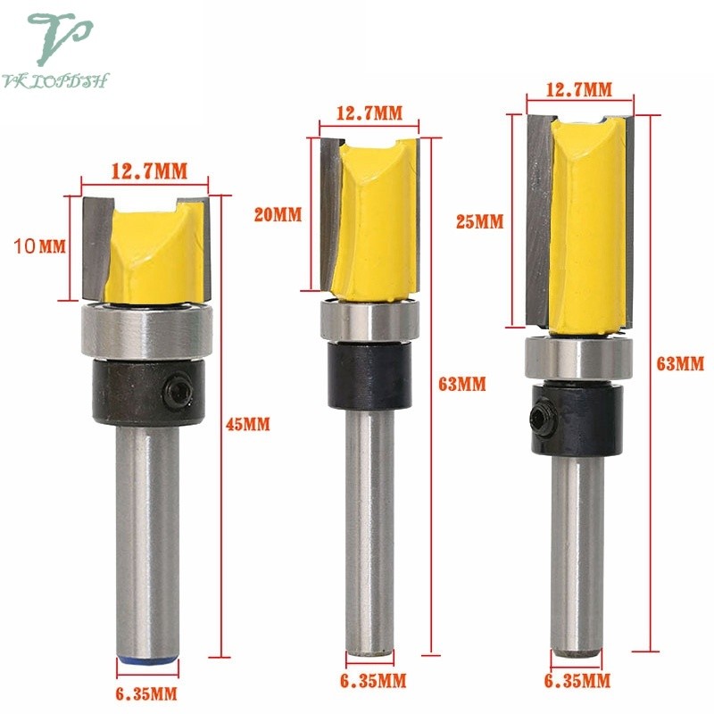 COD-3Pcs 1/4 Inch Flush Trim Router Bit Pattern Bit Top & Bottom ...