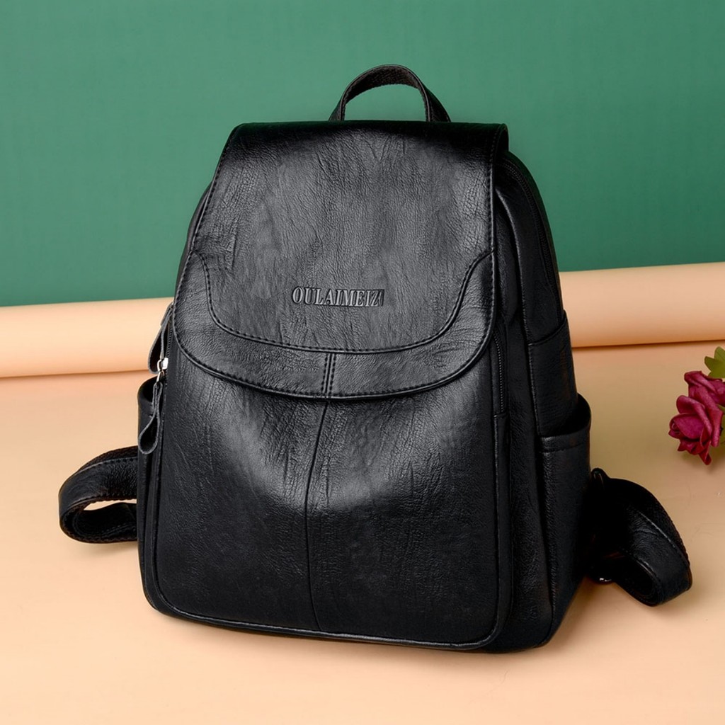 Solid Simple Flap Classic Backpack Backpack Daily Casual | Shopee ...