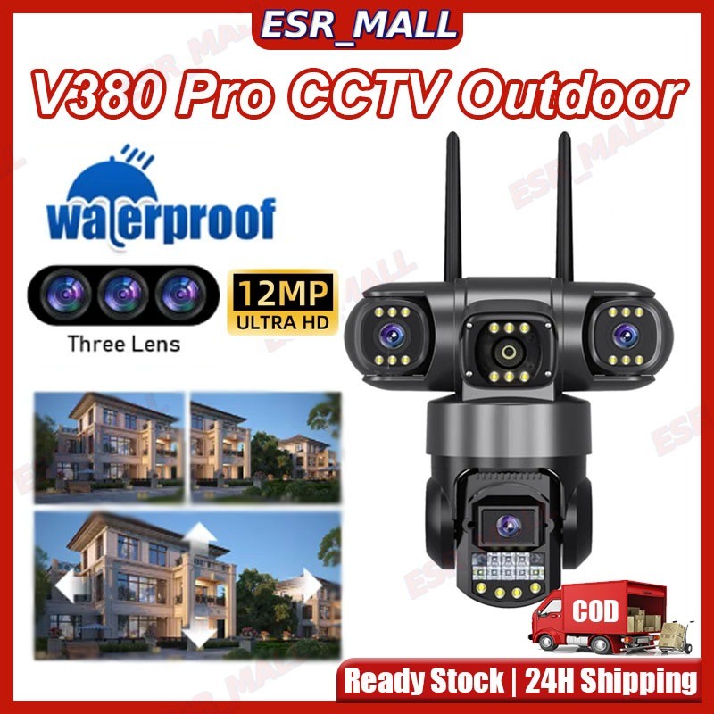 V380 Pro 4G SIM Three Lens CCTV Camera Outdoor 4K HD Three Screen View ...