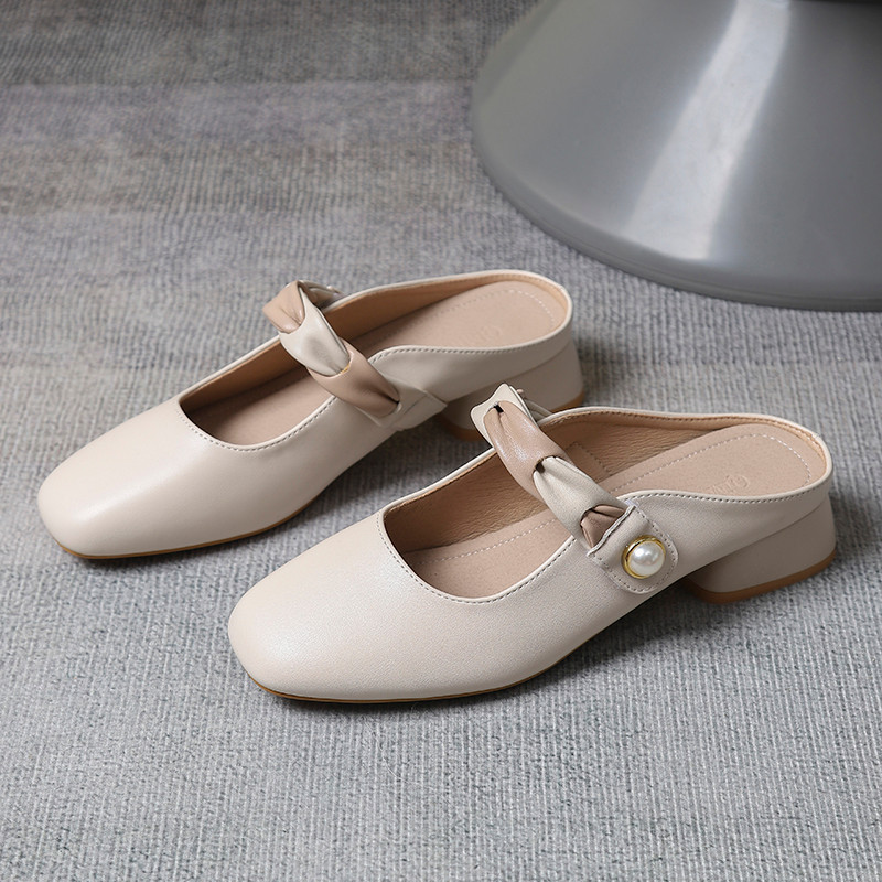 hue manila Korean high heels Lazy summer evening breeze half slippers ...