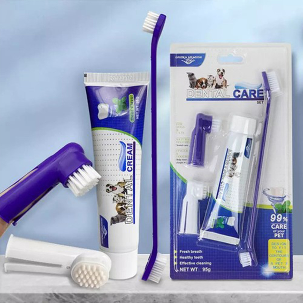 Comprehensive Pet Toothbrush Set Dog Cat Toothpaste Finger Brush Dog ...