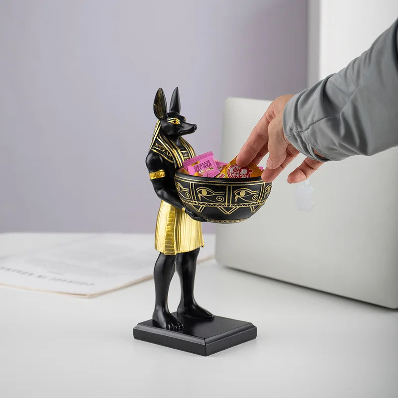 Anubis God Statue with Bowl Egyptian Sculpture Desktop Entry Decoration ...