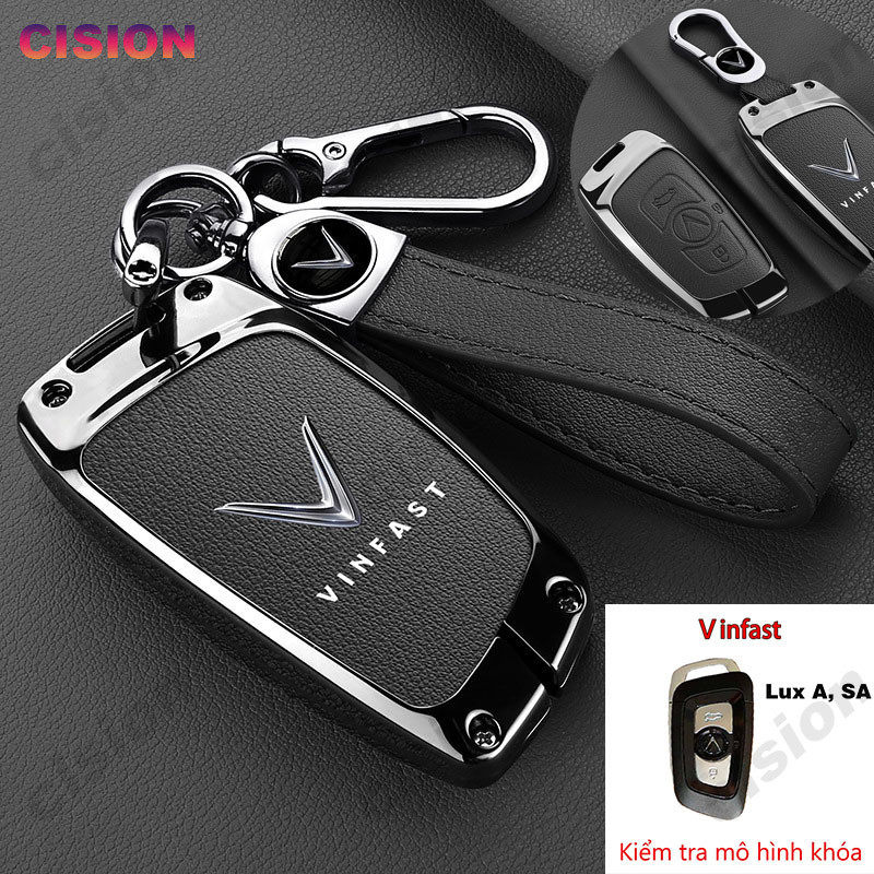 Goatskin Genuine Leather Zinc Alloy Car Smart Remote Key Fob Case Cover ...