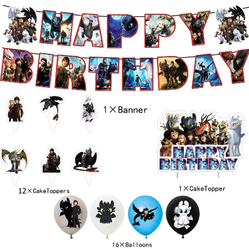 How to Train Your Dragon Themed Kids Movie Birthday Party Decoration ...