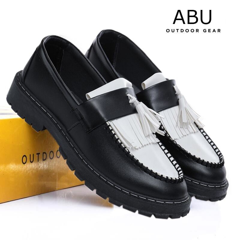 COD Black Two-tone Men classic Loafers Fashion Casual tassel PU leather ...