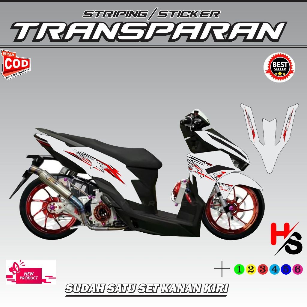 TRANSPARENT STRIPING STICKER FOR HONDA VARIO LED NEW GEN 2 MOTORCYCLE ...