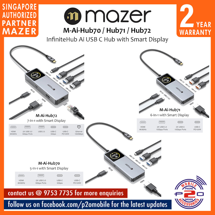 Mazer M-Ai-Hub70 InfiniteHub Ai USB C Hub 5-In-1 with Smart Display ...