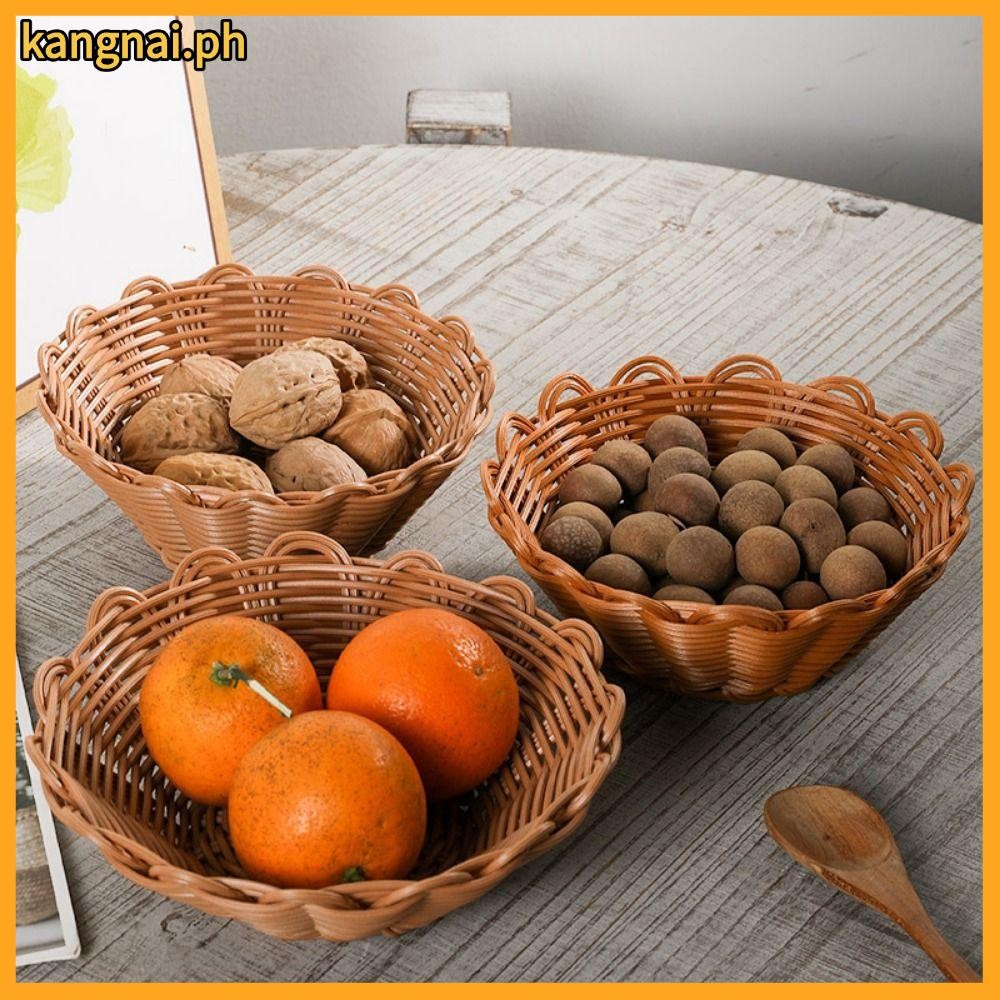 KANGNAI Storage Basket, Round Bread Fruit Display Platter, High Quality ...