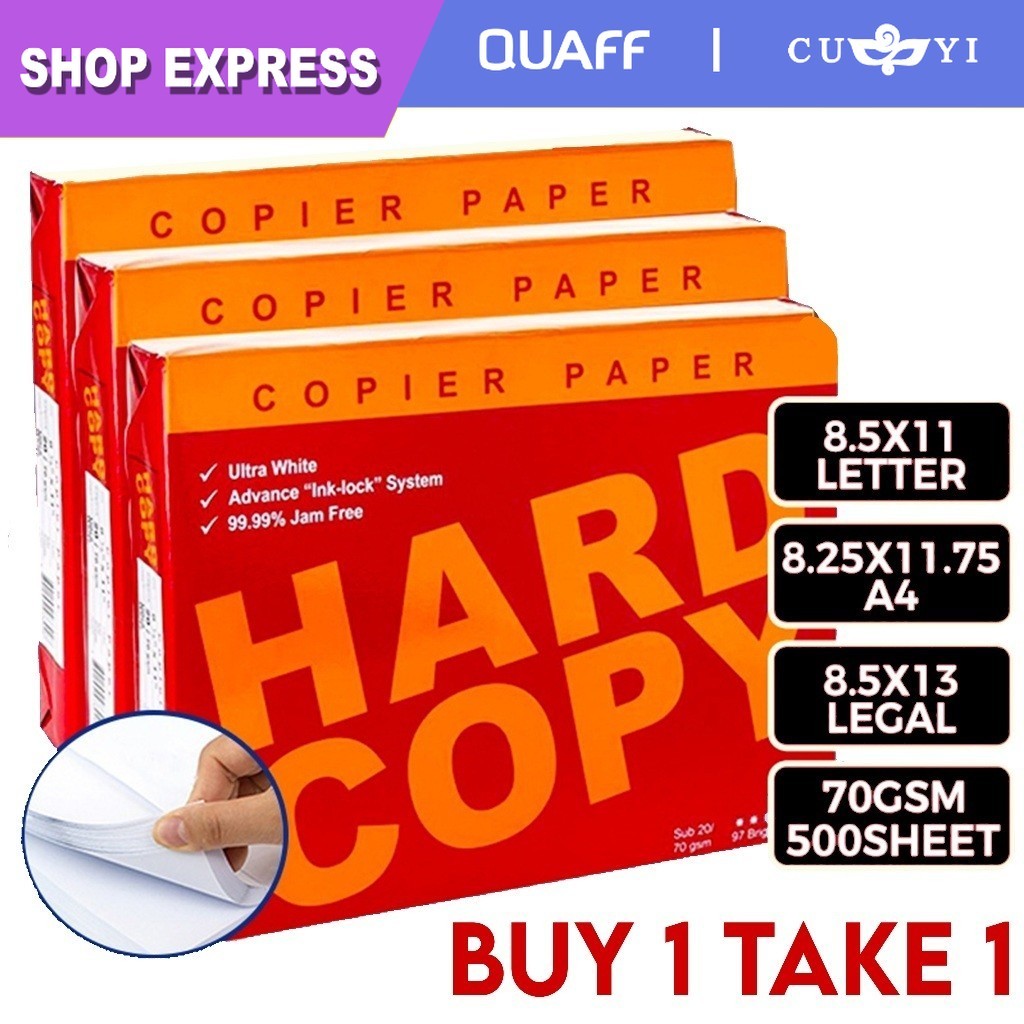 Buy 1 Take 1 Ream HARD COPY (500pcs/Ream) Short A4 Long Bond Paper Sub ...
