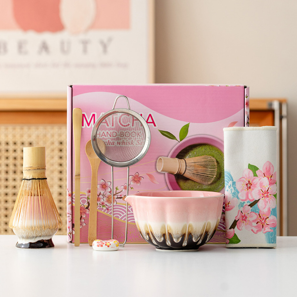 Kiln-turned Pink Matcha Bowl Set Matcha Stirring Tool matcha corner ...