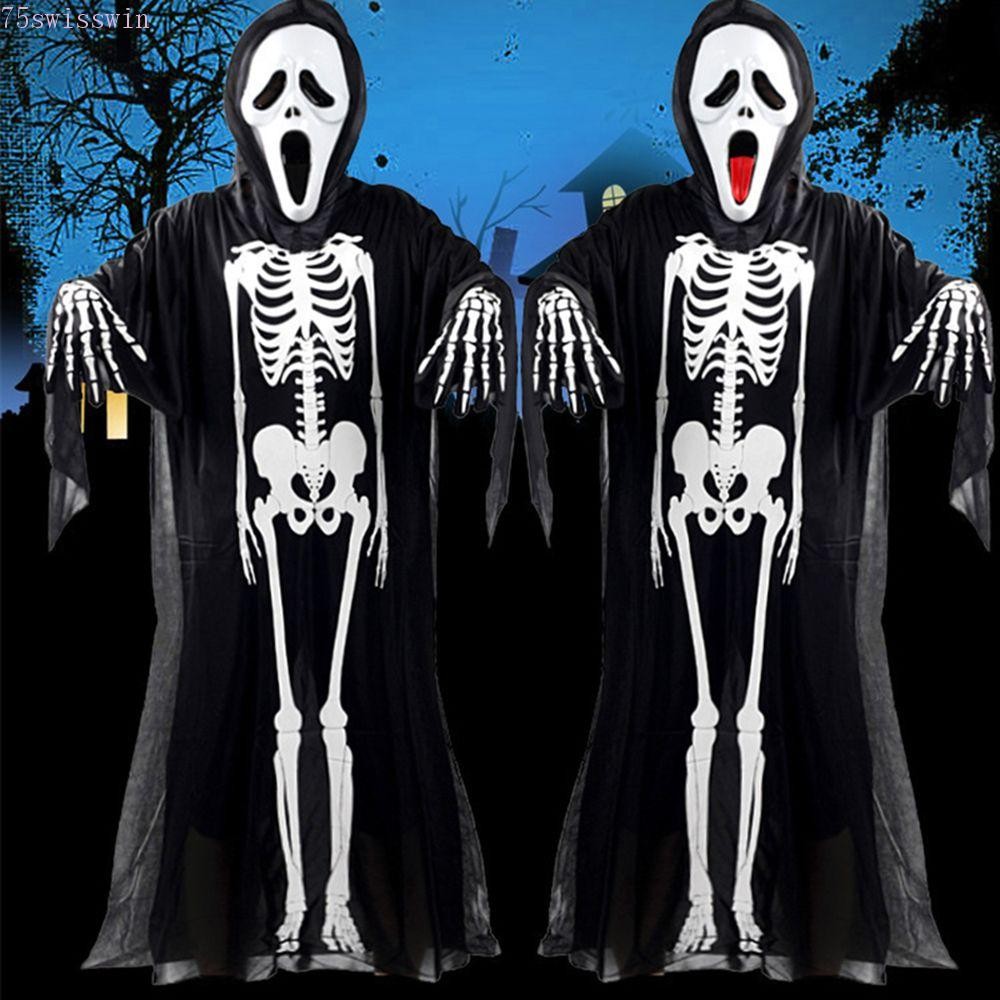SWISSWIN Skeleton Clothes Party Ball Cosplay Plays Child Adult Skull ...