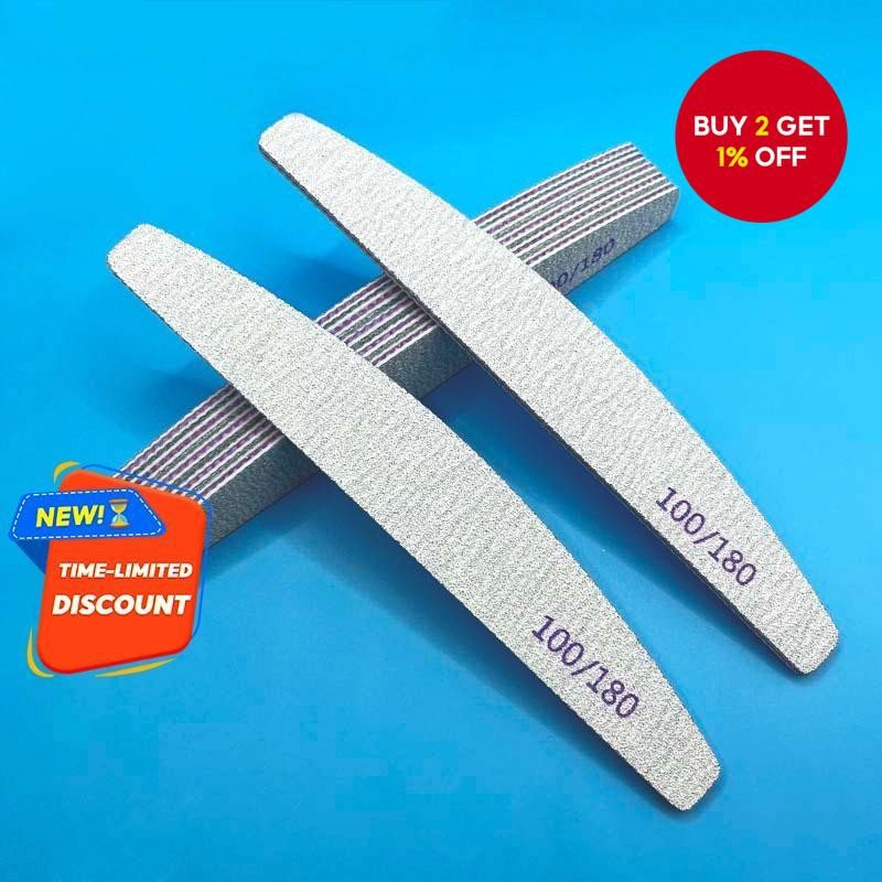 Half Moon Gray Nail File (20 Pcs), Emery Board Nail Files for Acrylic ...