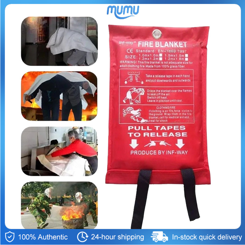 1M x 1M Professional Grade Fire Escape Blanket Emergency Fiberglass ...